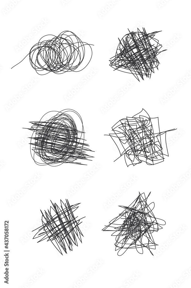 Insane messy line.Set of messy clew symbols connected between them line ...