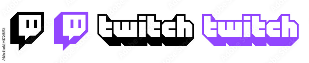 Twitch logo icons set. Isolated Twitch logotype on white background ...