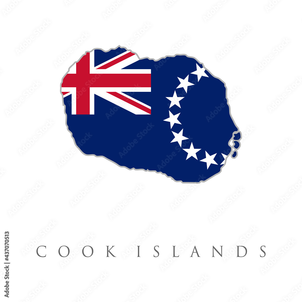 Cook Islands Map Flag Vector. Vector illustration with Cook Islands national flag with shape of ...