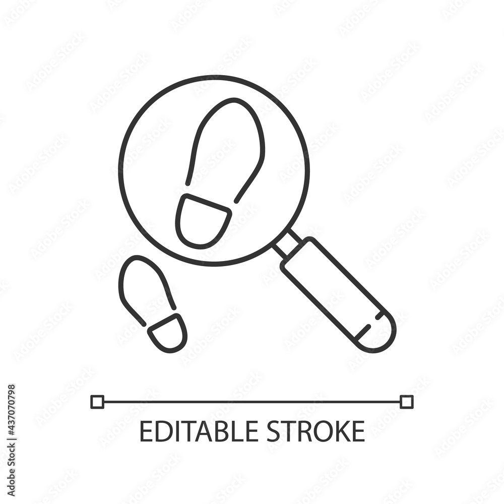 Looking for footsteps linear icon. Criminal investigation. Detective ...