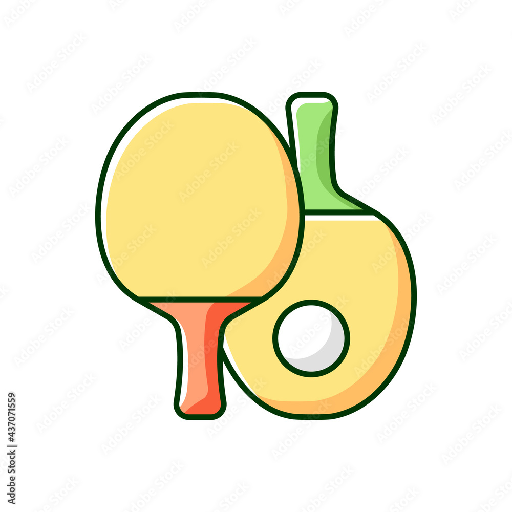 Ping pong RGB color icon. Table tennis. Cardio workout. Racket sport. Fast-paced, 2-player game ...