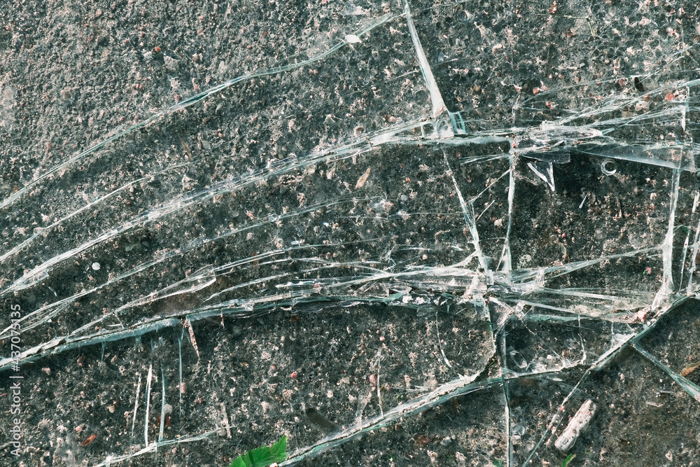 grunge, crushed plastic plexiglass texture, transparent glass from bus ...