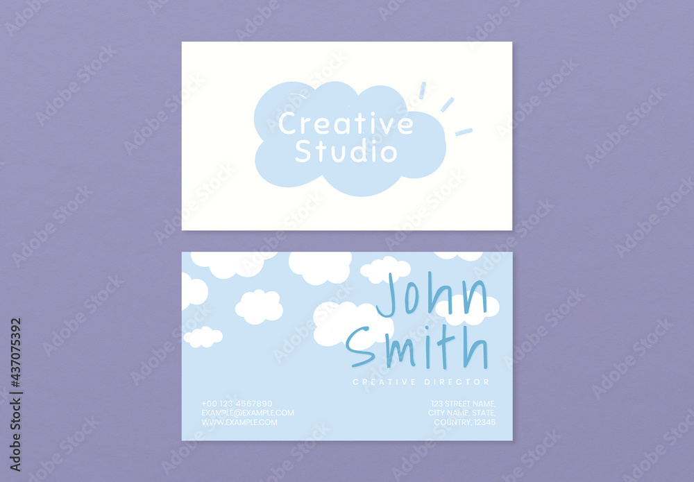 Editable Name Card Layout in Clouds and Sky Pattern Stock Template ...