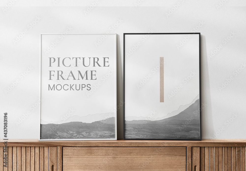 Picture Frame Mockups Hanging on the Wall Stock Template | Adobe Stock
