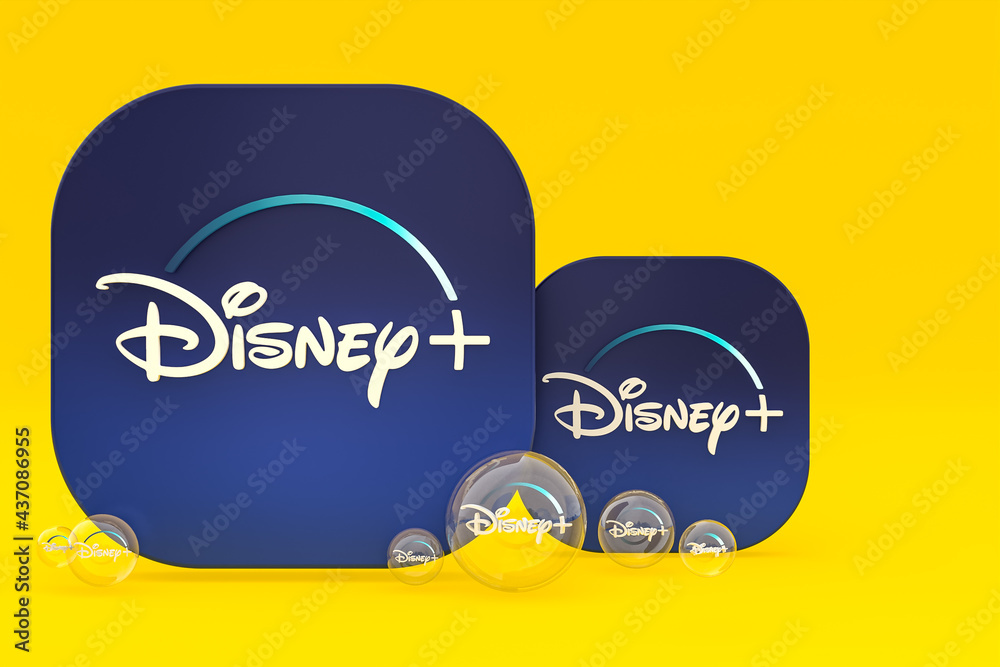 disney plus acrylic glass logo and disney plus icons copy space Stock ...