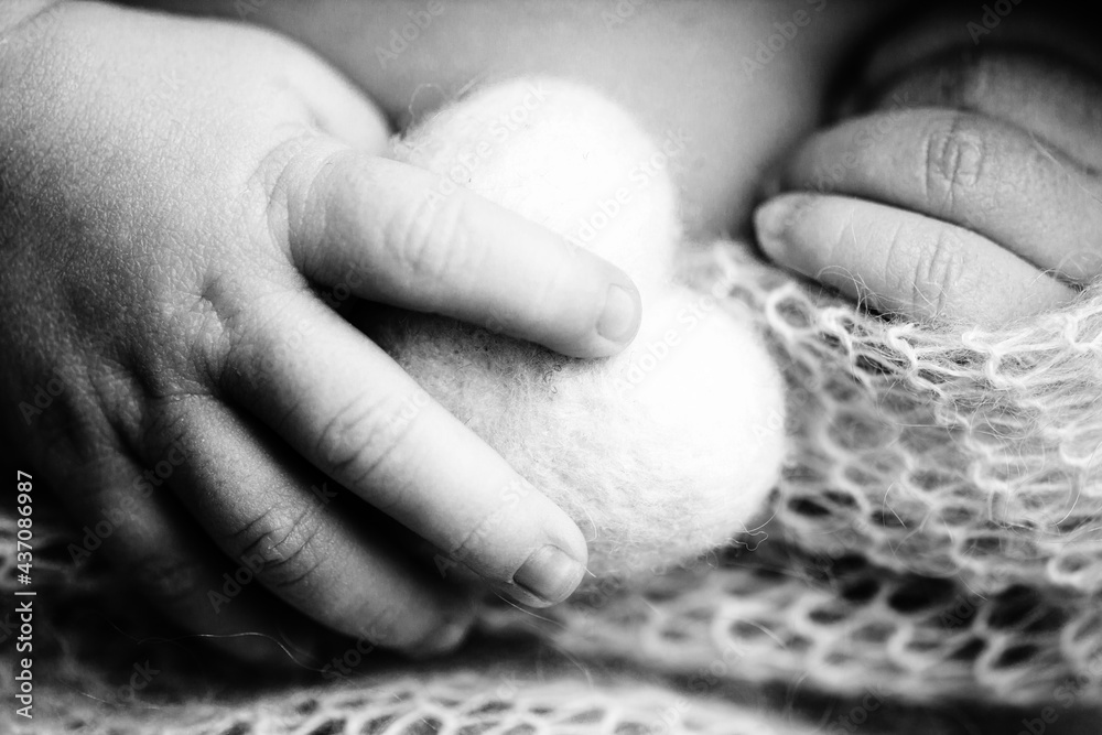 Child's hand, fingers close up. Newborn baby hands, happy childhood ...