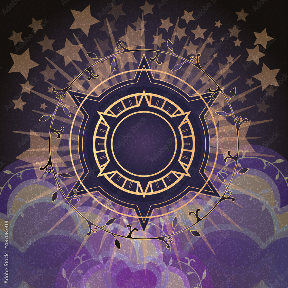 Magic banner for astrology, tarot cards, boho design. Universe with the ...