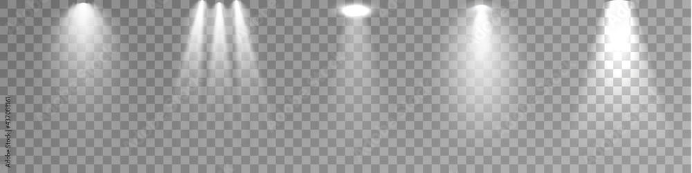 Set of Spotlight isolated on transparent background. Vector glowing ...