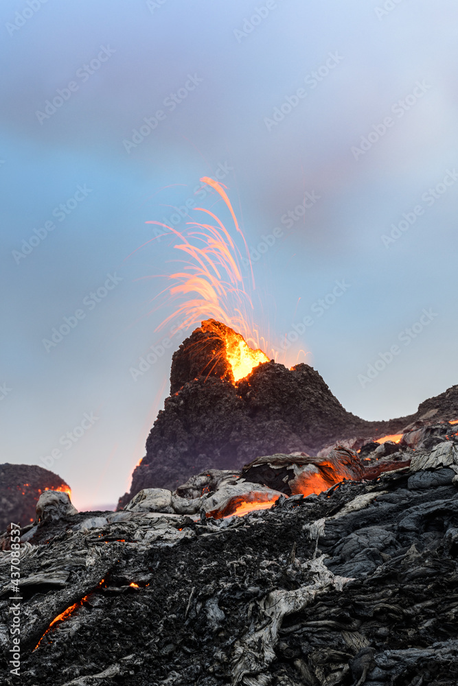 Volcanic Eruption in Geldingadalur and Fagradalsfjall - Iceland Stock ...