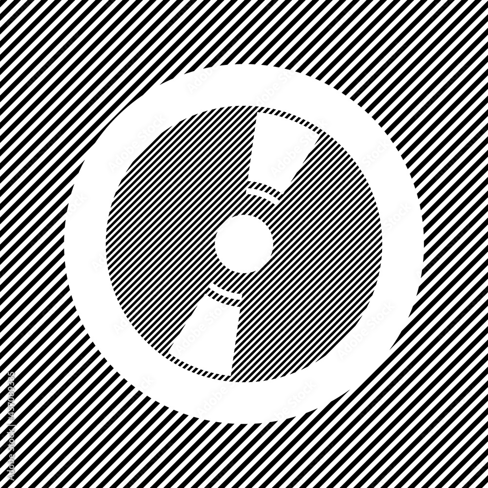 A large cd symbol in the center as a hatch of black lines on a white ...