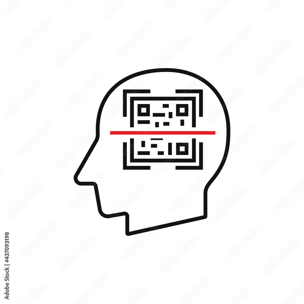 Human head with scan QR code silhouette vector illustration Stock ...