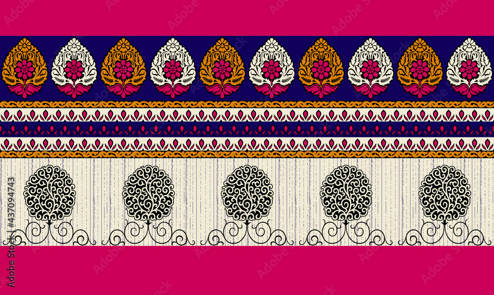 digital colorful traditional saree border design print Stock ...