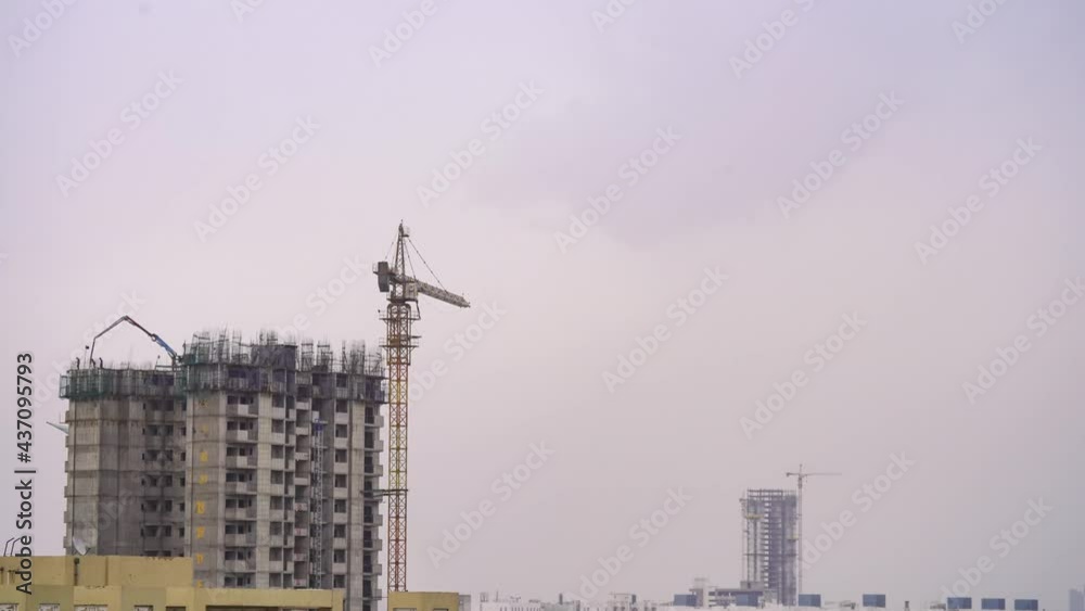 timelapse hyperlapse of under construction tower skyscraper multi story ...