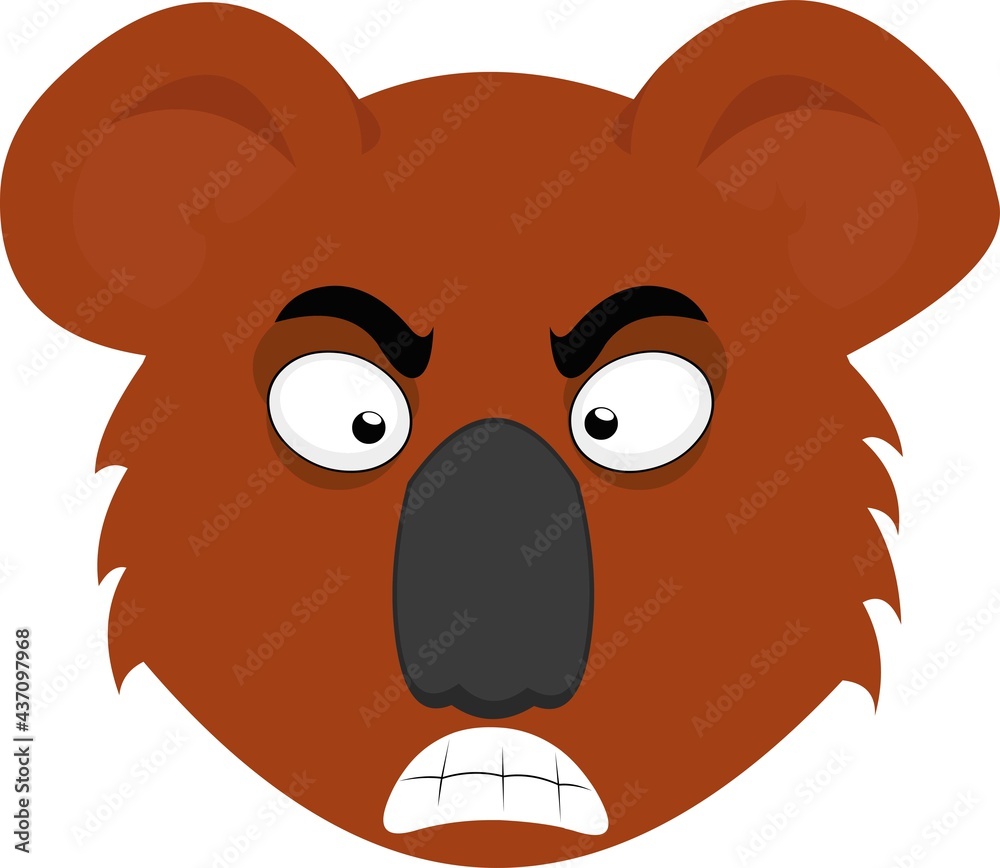 Vector emoticon illustration of a cartoon koala's face with an angry ...