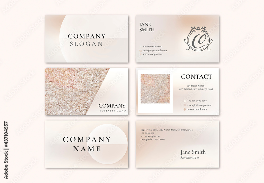 Business Card Layout with Beige Color Stock Template | Adobe Stock
