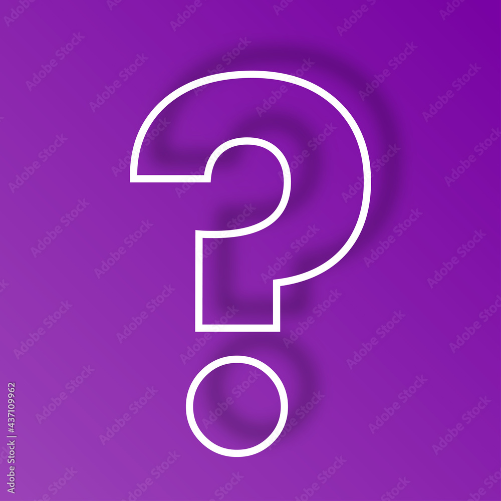 Question mark on the purple background. Isolated question mark outline ...