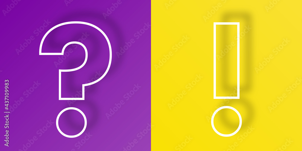 Exclamation and Question Marks. Vector symbol, logo illustration. FAQ ...