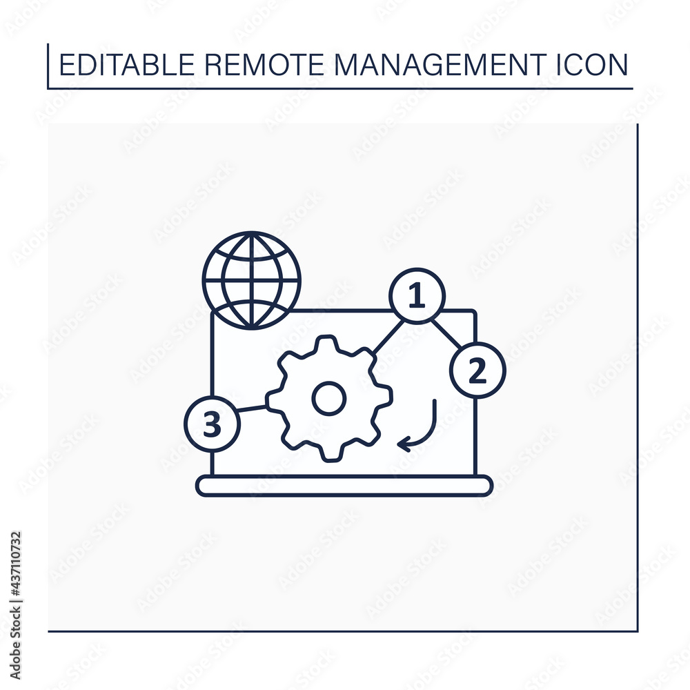 Manage priorities line icon. Online working. Priority execution works ...