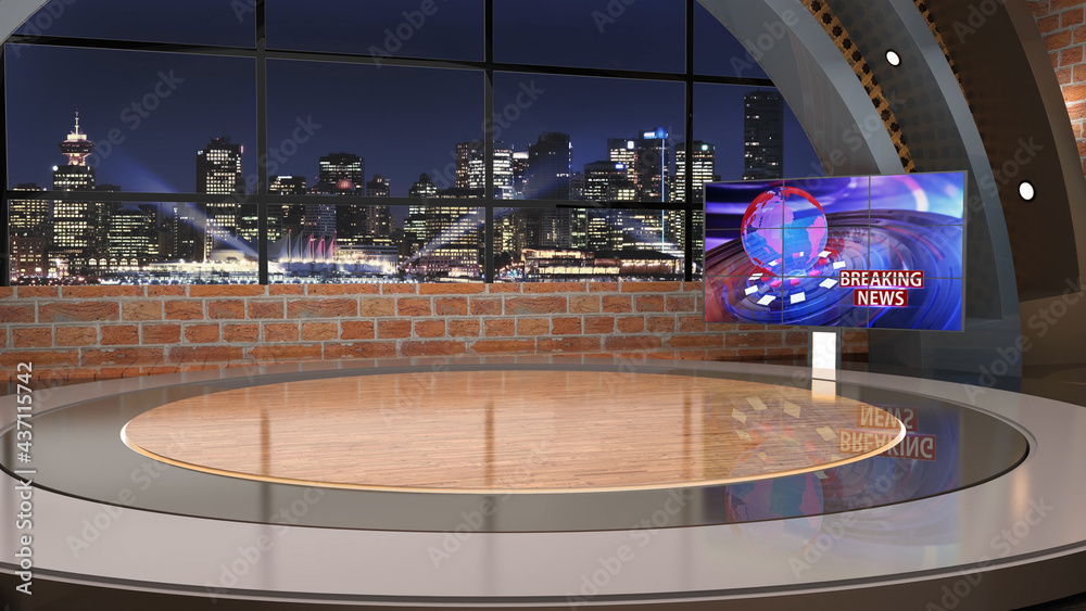 News Studio, Backdrop For TV Shows .TV On Wall.3D Virtual News Studio ...