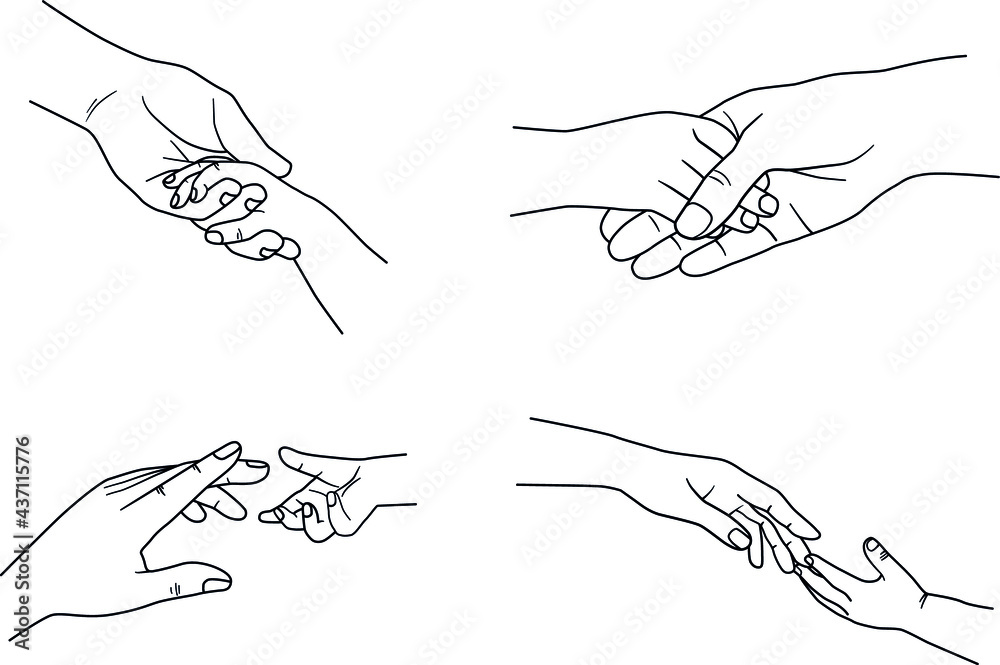 Drawing of holding hands isolated on white background. Symbol of love ...