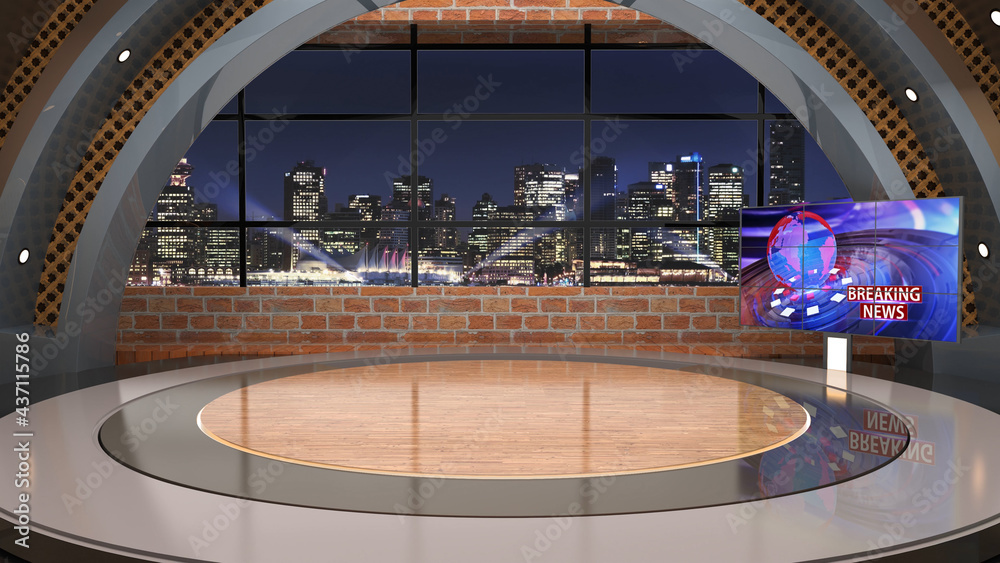 News Studio, Backdrop For TV Shows .TV On Wall.3D Virtual News Studio ...