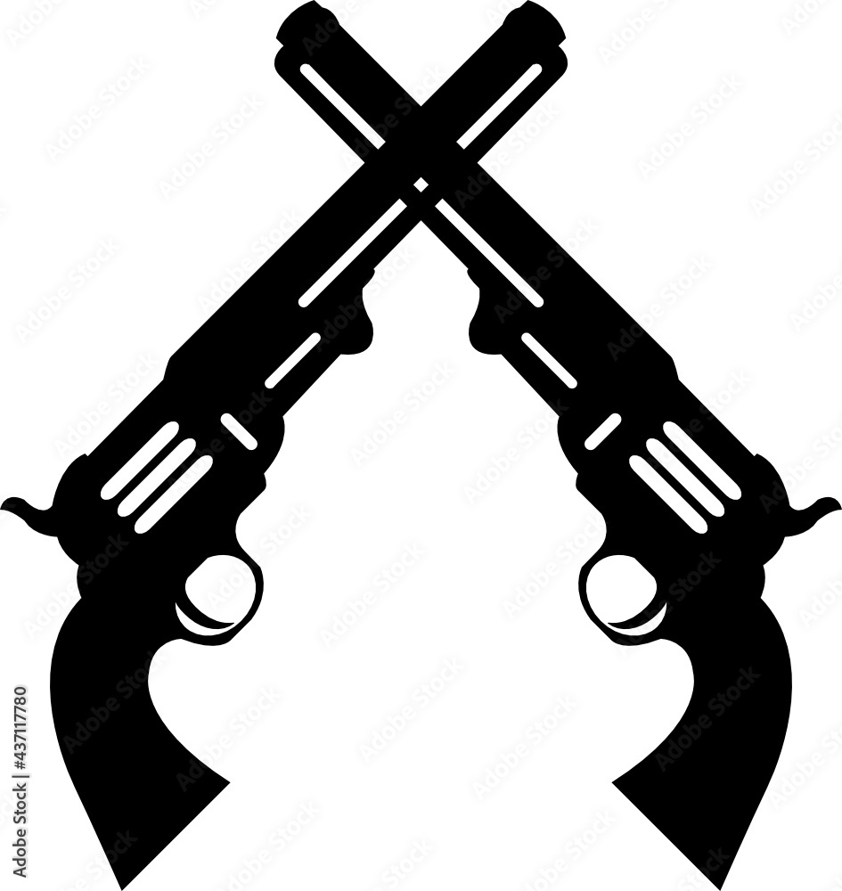 Revolver pistol crossed SVG , Cricut, Silhouette , Vector Stock Vector ...