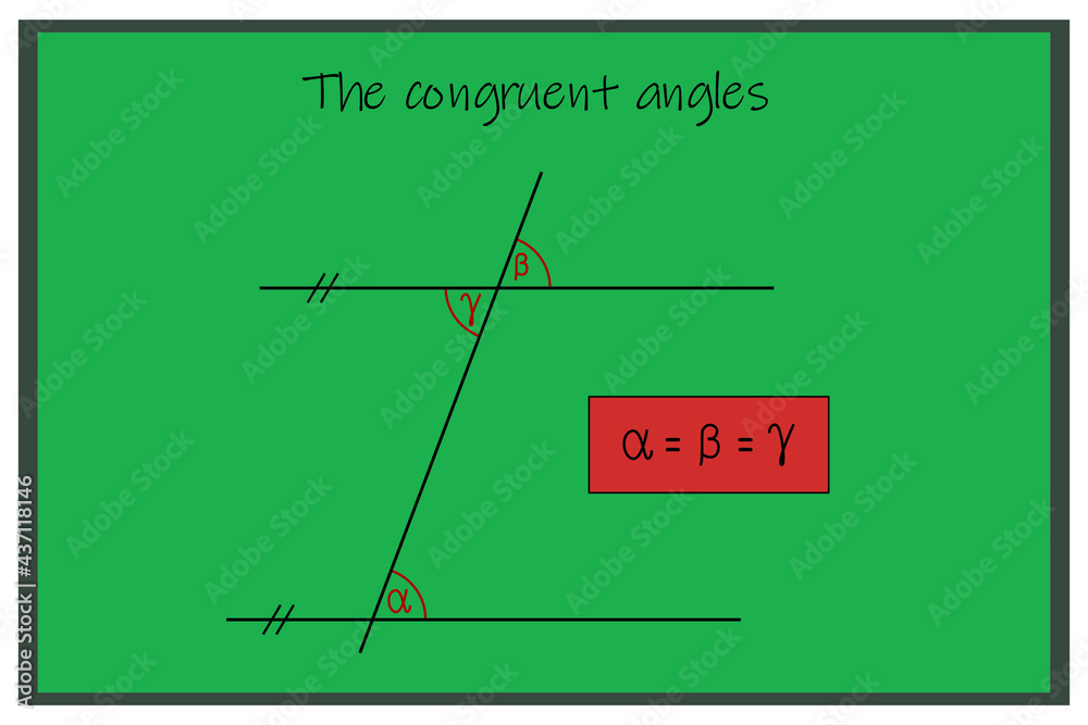 Graphical expression of congruent angles using two parallel lines Stock ...