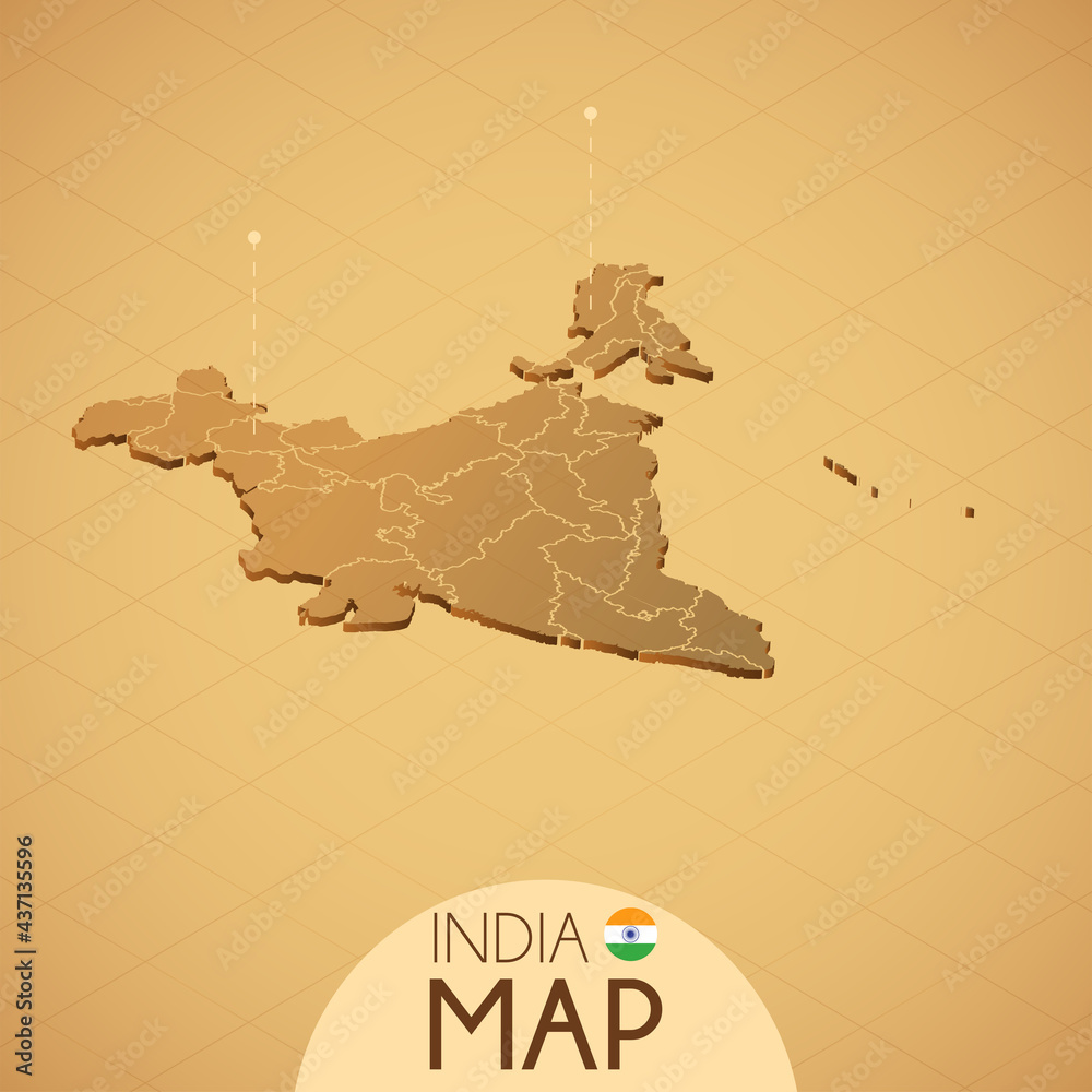 Country India Map old style geography vector illustrator Stock Vector ...