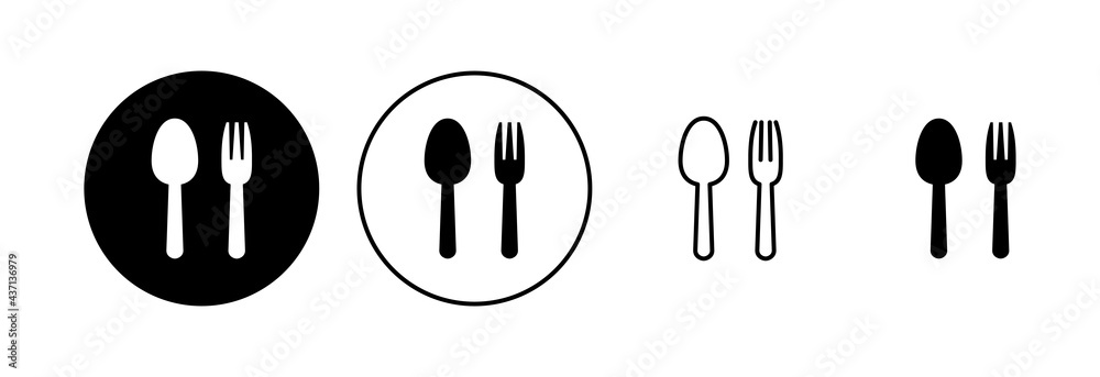 spoon and fork icon set. spoon, fork and knife icon vector. restaurant ...