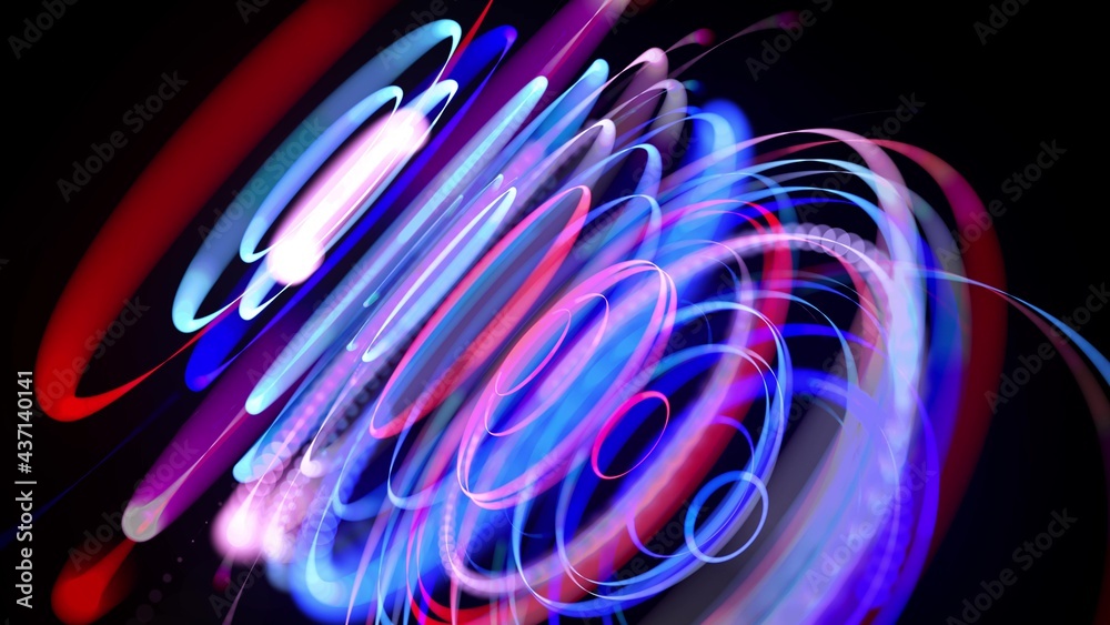 Light flow in ring structure, bg. 3d render. Abstract background with ...