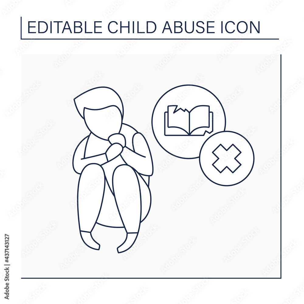 Educational neglect line icon. Failing to provide basic needs with ...