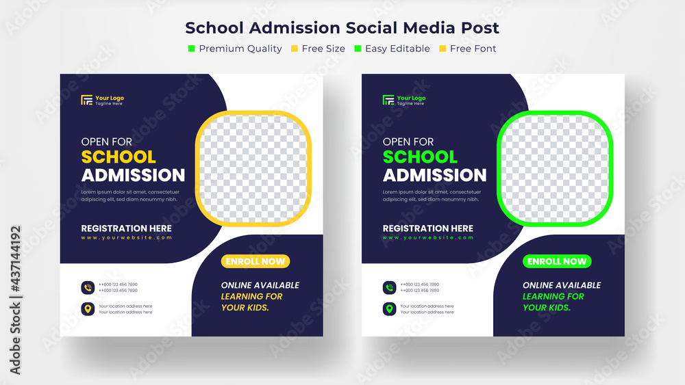 School Students Admission social media post, promotional discount Back ...