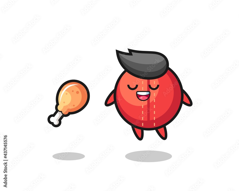 cute cricket ball floating and tempted because of fried chicken Stock ...