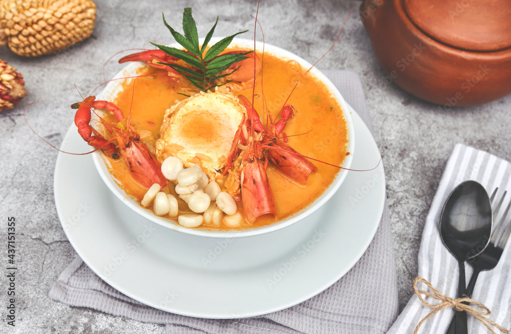 Peruvian Food: Prawns soup, called "Chupe de Camarones", seafood, top ...