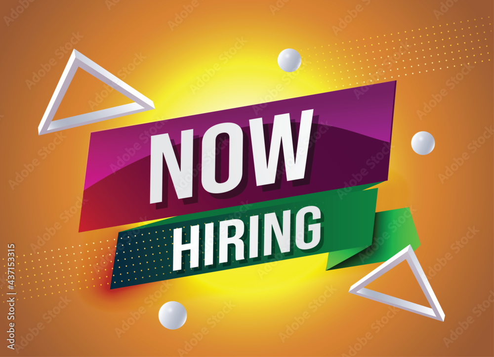 Now hiring word concept vector illustration with lines and 3d style ...