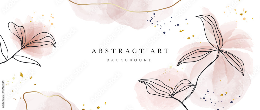Abstract art botanical pink background vector. Luxury wallpaper with ...