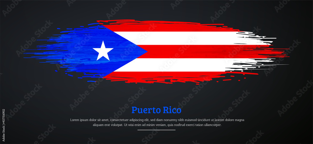 Happy constitution day of Puerto Rico with watercolor grunge brush flag ...