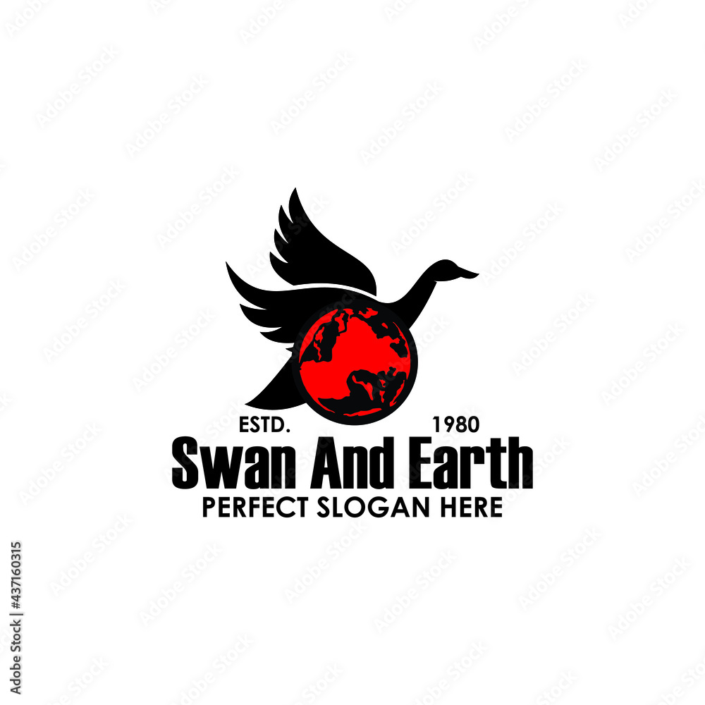 black swan and red earth logo, silhouette of flying swan vector ...