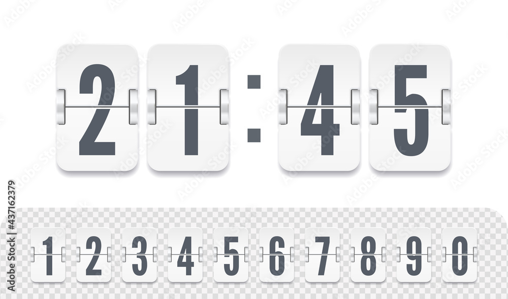 Vector illustration template. White scoreboard number font. Vintage ...