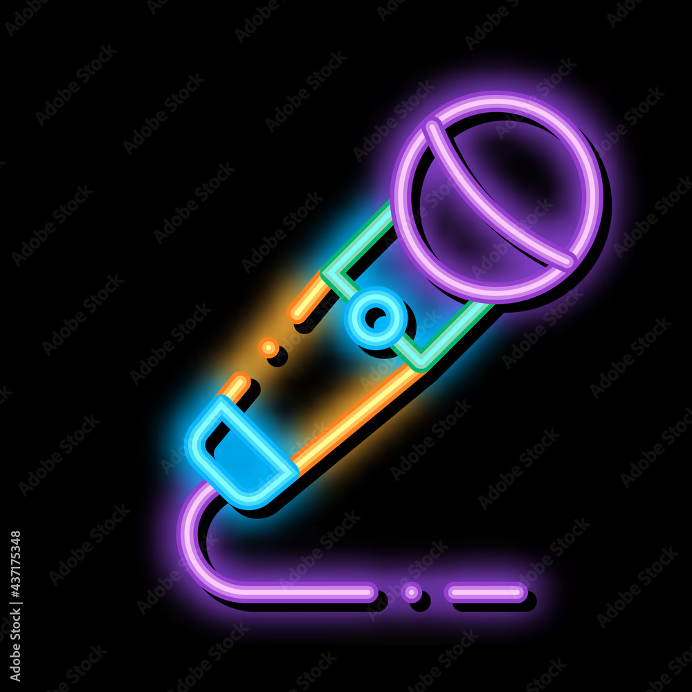 Modern Radio Microphone Device For Singing neon light sign vector ...
