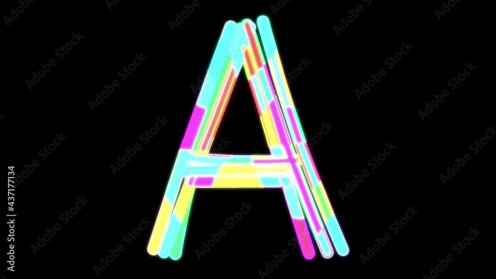 Letter A. 4K video. Colorful bright multi-colored contrasting doodle ...