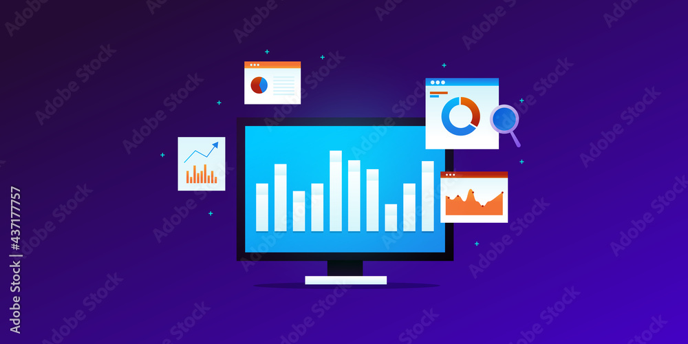Business finance marketing customer data on virtual screen. Graph ...