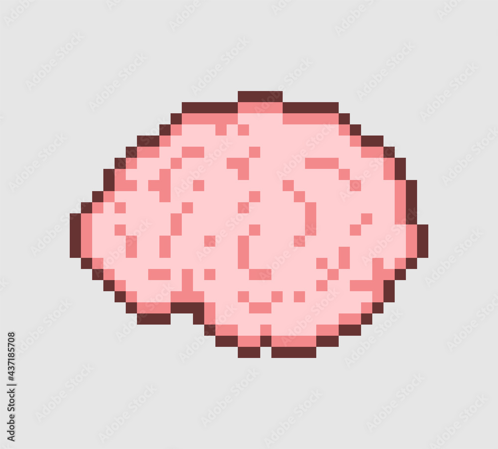 Brain pixel art 8 bit. Brains pixelated. vector illustration Stock ...