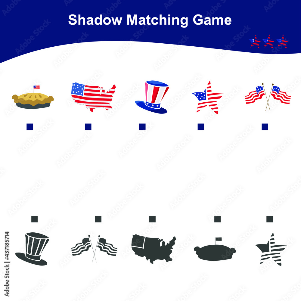 Matching shadow game for Preschool Children. Educational printable math ...