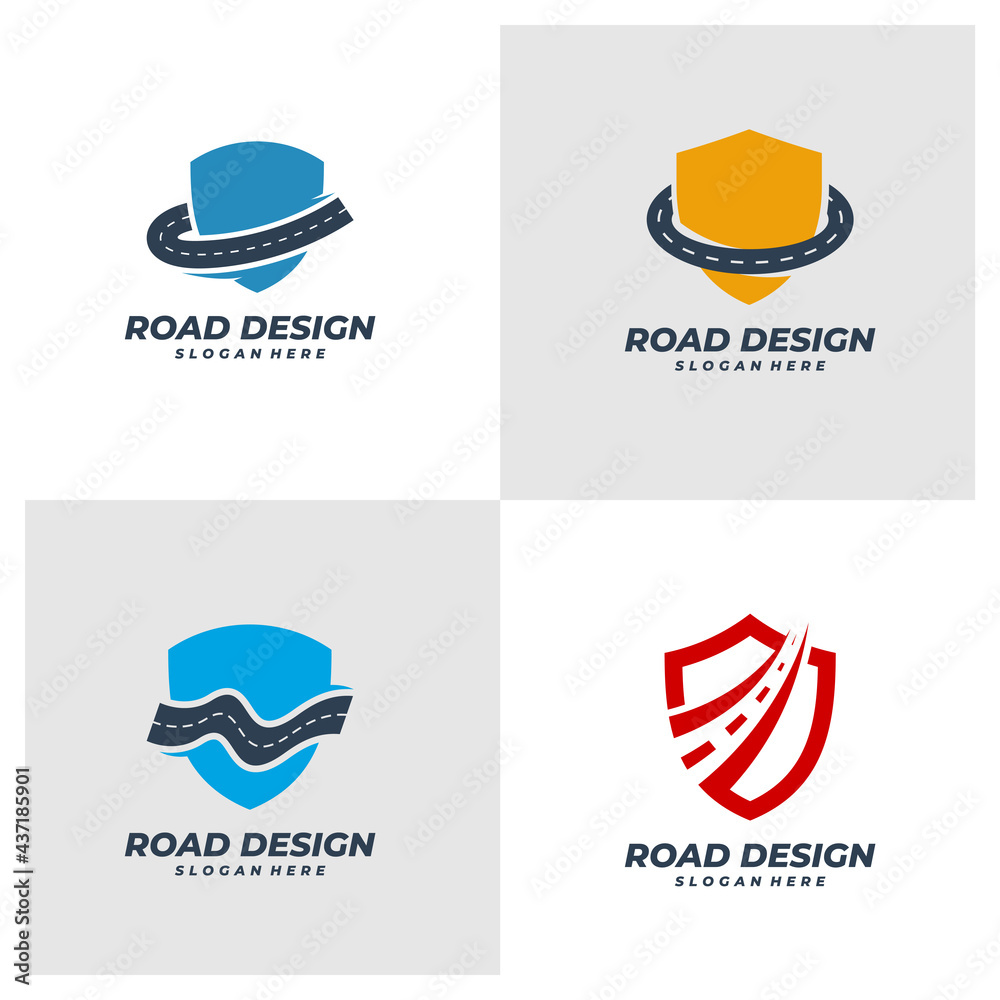 Set of Shield Road logo vector template, Creative Road logo design ...