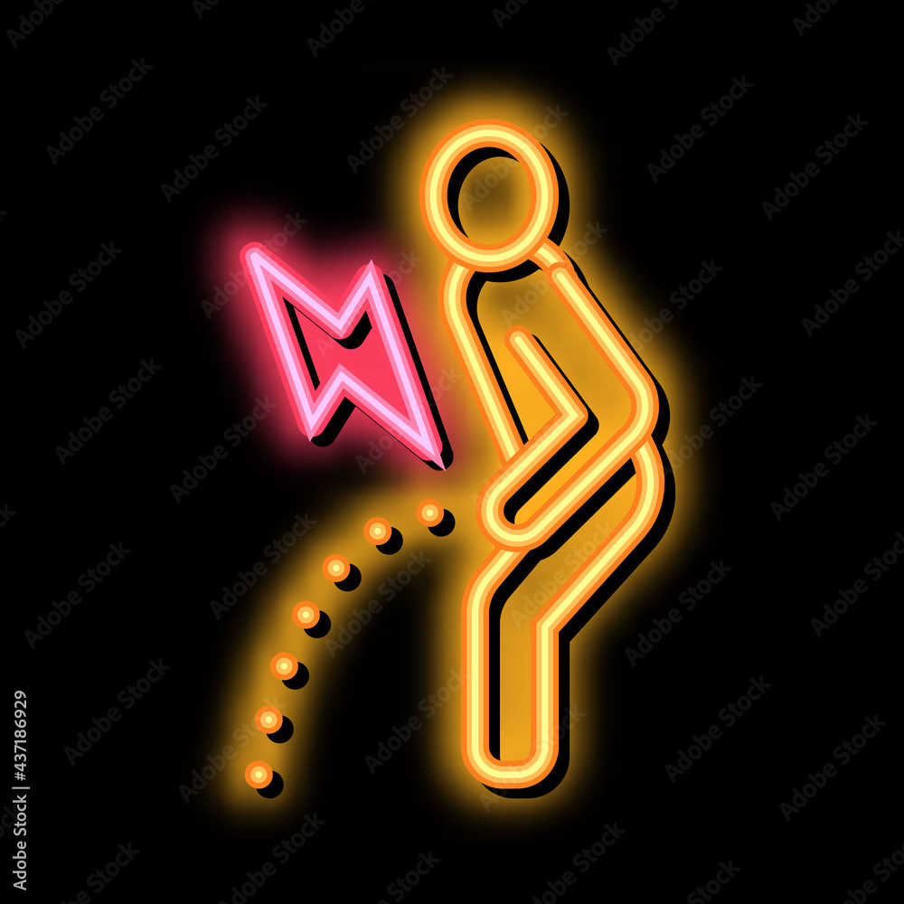 Pelvic Pain neon light sign vector. Glowing bright icon Pelvic Pain ...