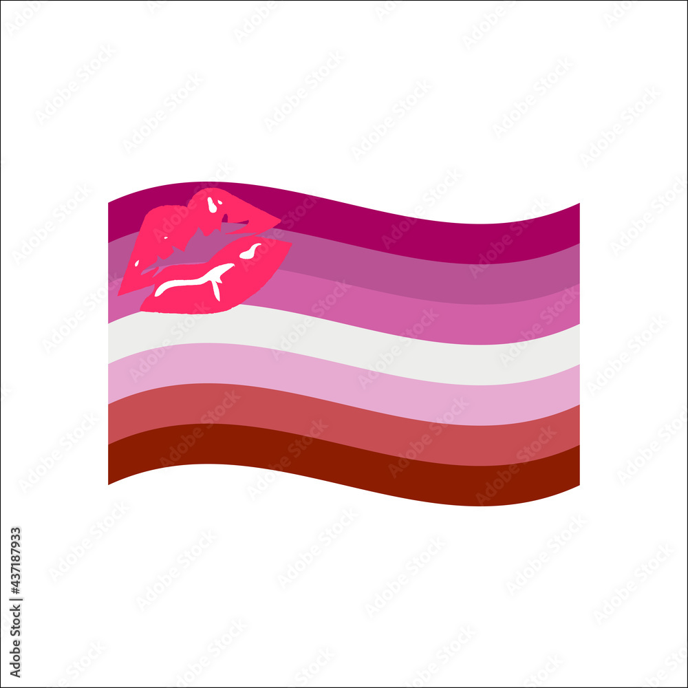 Lesbian flag. Happy Pride Month. Lips flag isolated on white background ...