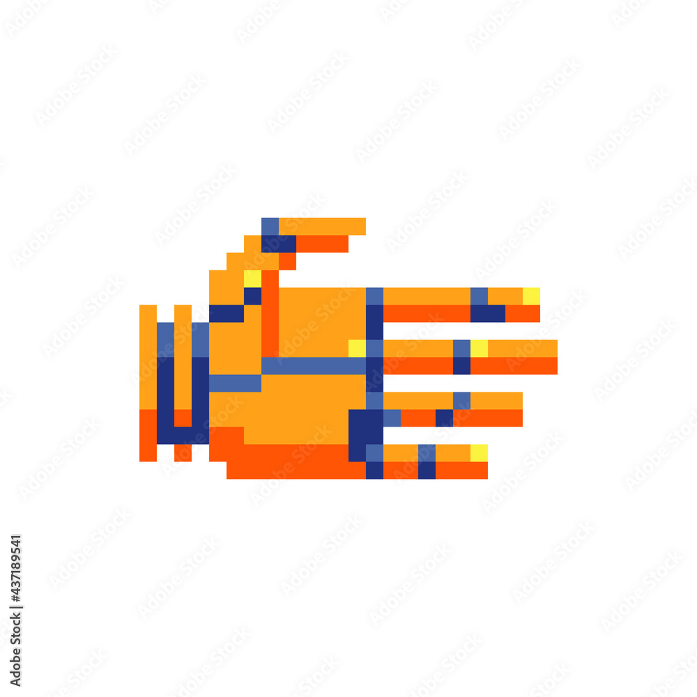 Pixel art robot android arm. Automation icon. Forefinger up, cursor ...