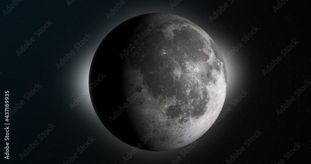 Moon rotation in the outer space Stock Illustration | Adobe Stock