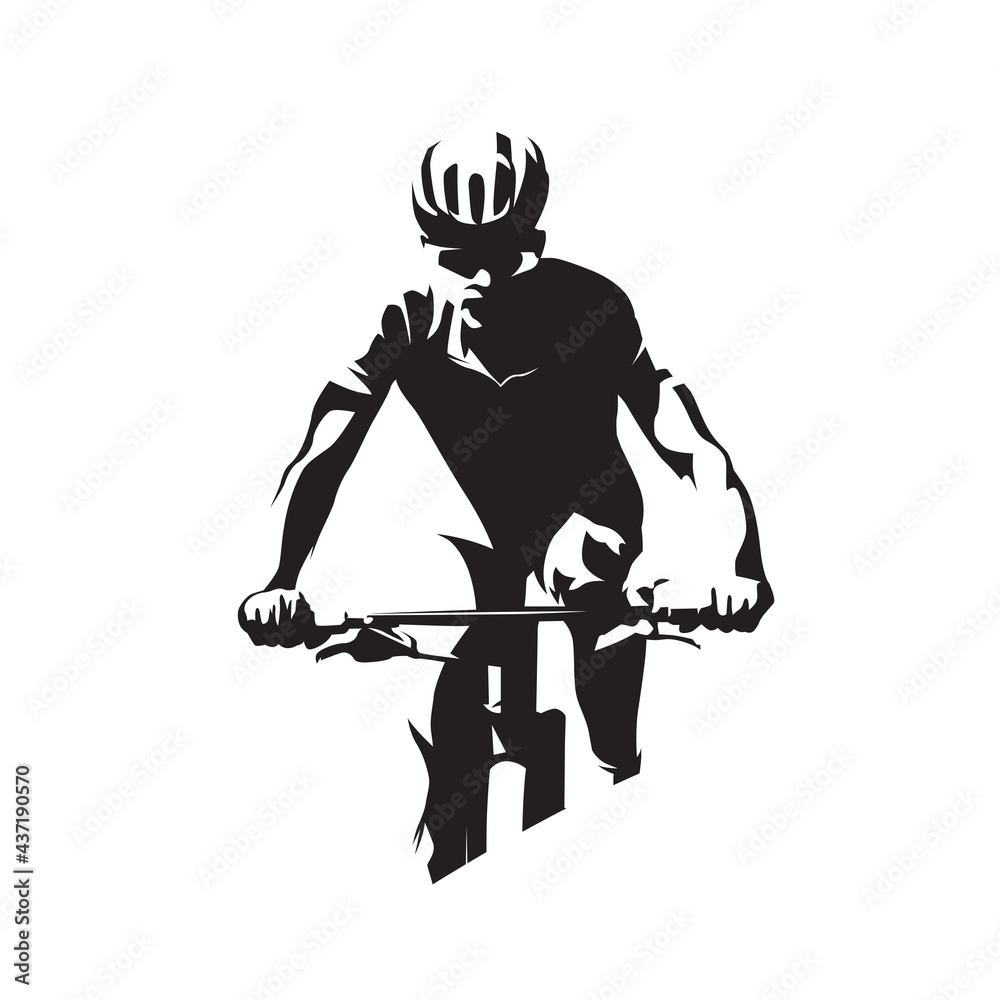 Mountain bike cyclist. MTB cycling logo. Abstract isolated vector ...